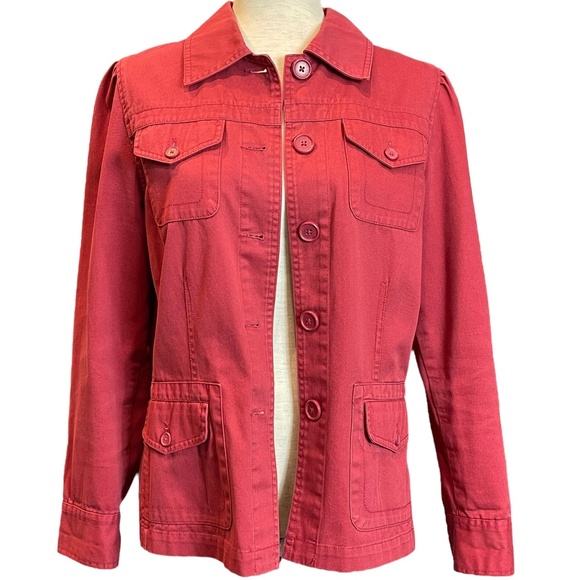 CAbi | Jackets & Coats | Cabi Cabana Brick Red Cotton Twill Field ...